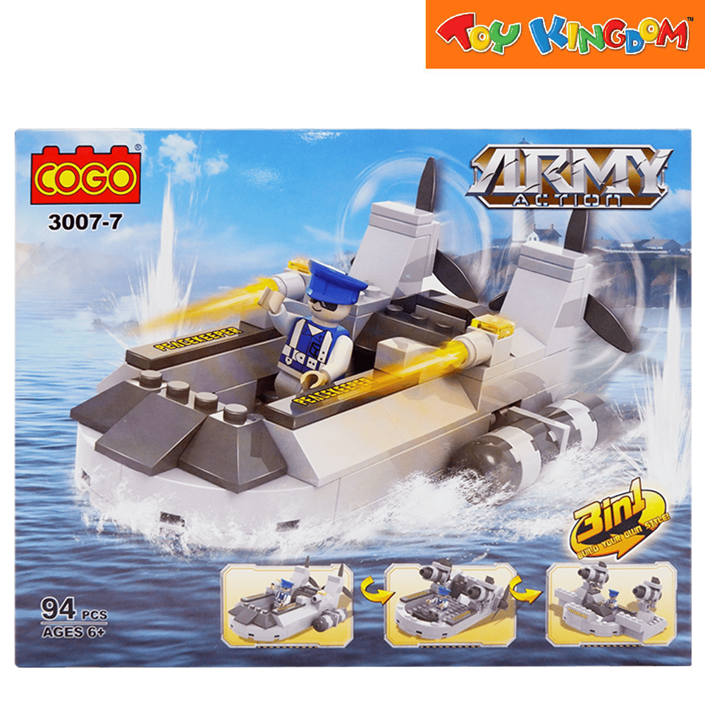 Cogo 3007 7 Army Action Speedboat 94 Pcs Blocks | Toy Kingdom