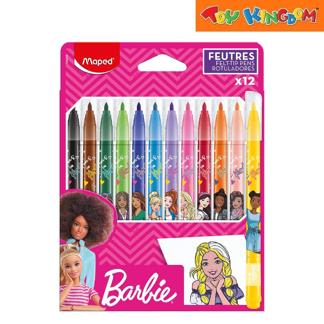 Maped Barbie 12pcs Felt-Tip Pens Washable | Toy Kingdom