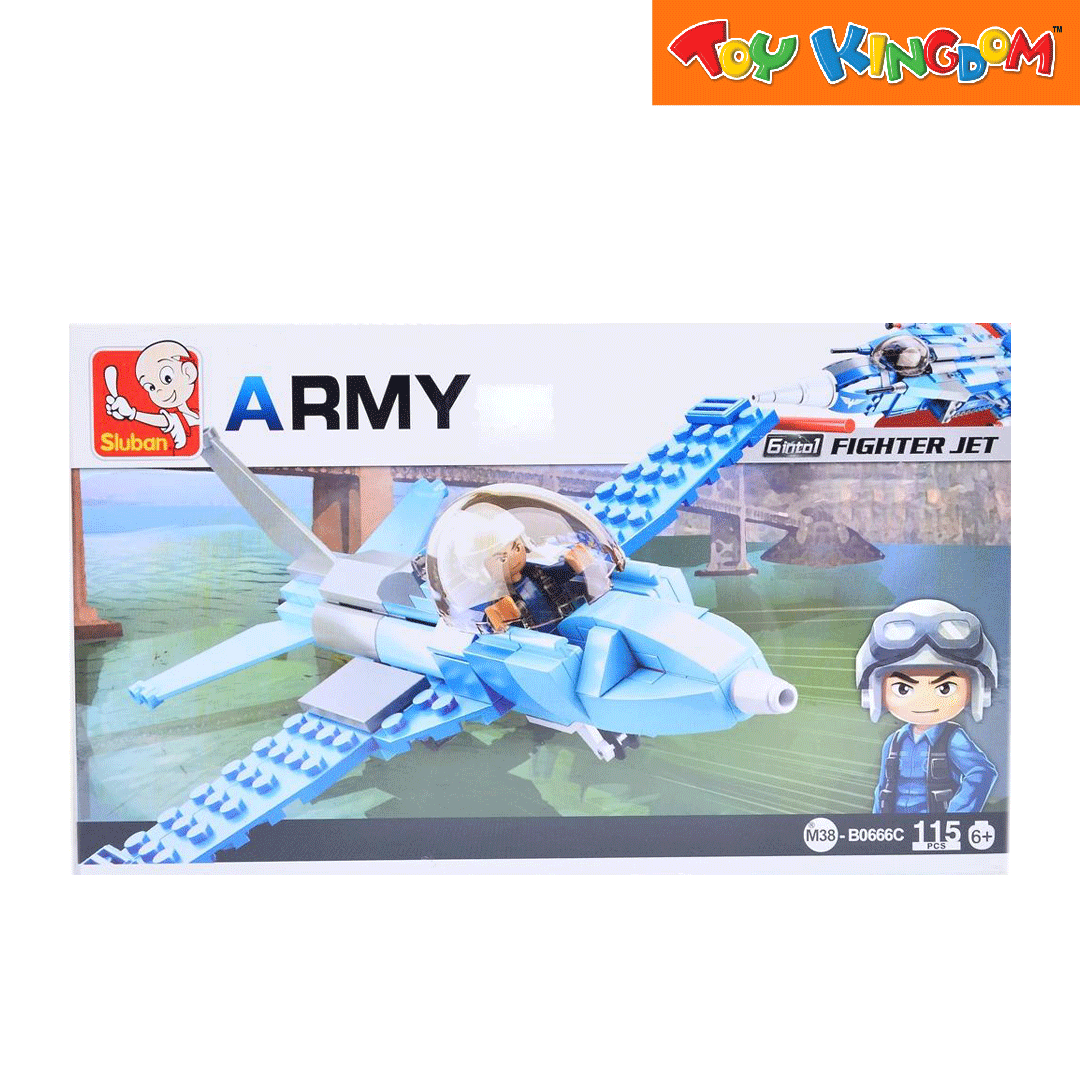 Sluban 6in1 115-pc Army Fighter Jet Building Blocks for Boys | Toy Kingdom