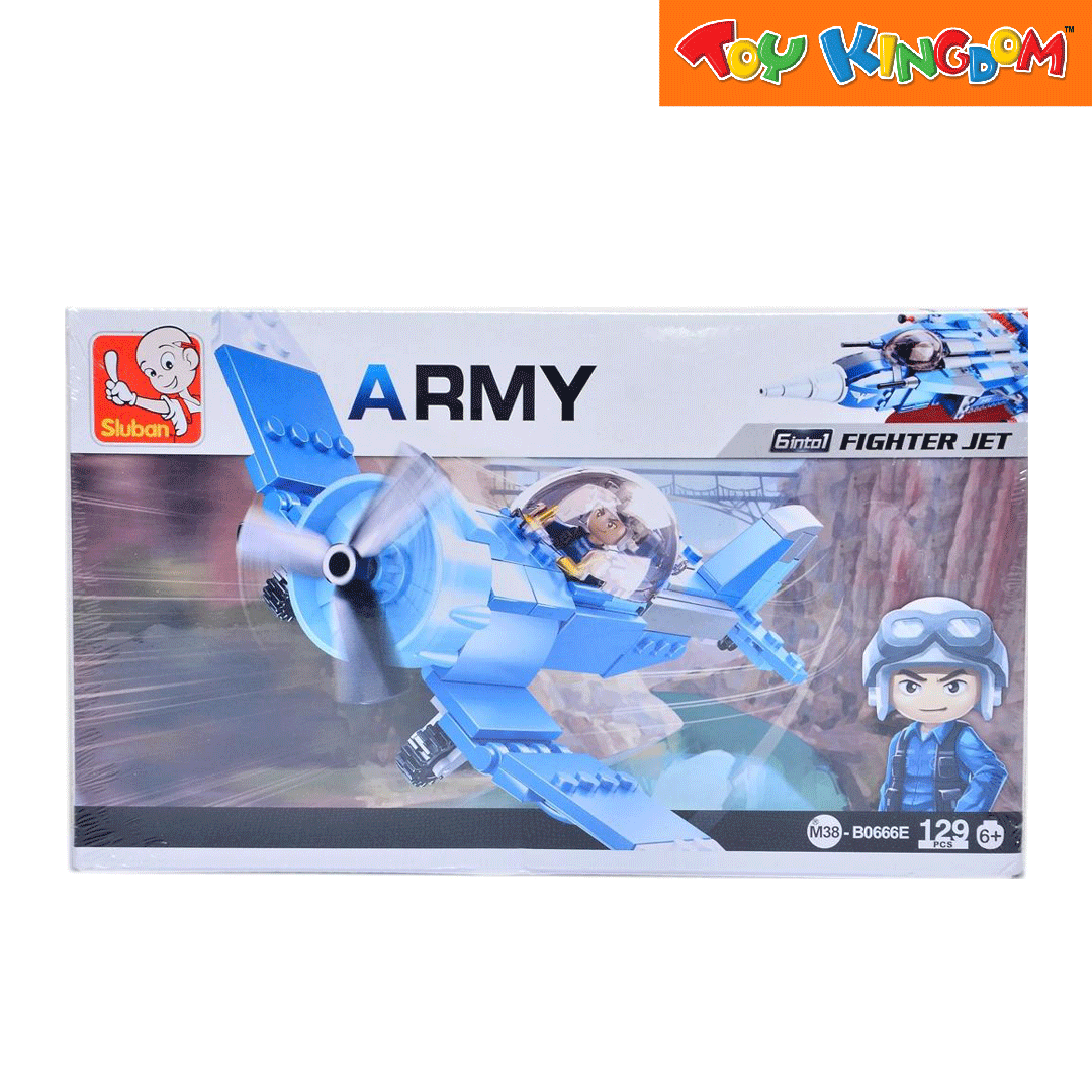 Sluban 6in1 129-pc Army Fighter Jet Building Blocks For Boys | Toy Kingdom