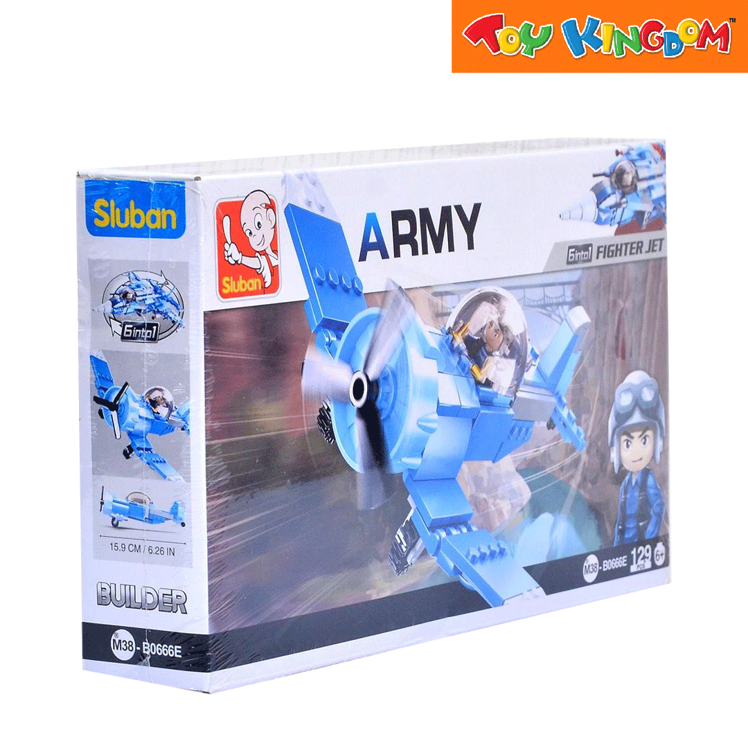 Sluban 6in1 129-pc Army Fighter Jet Building Blocks For Boys | Toy Kingdom