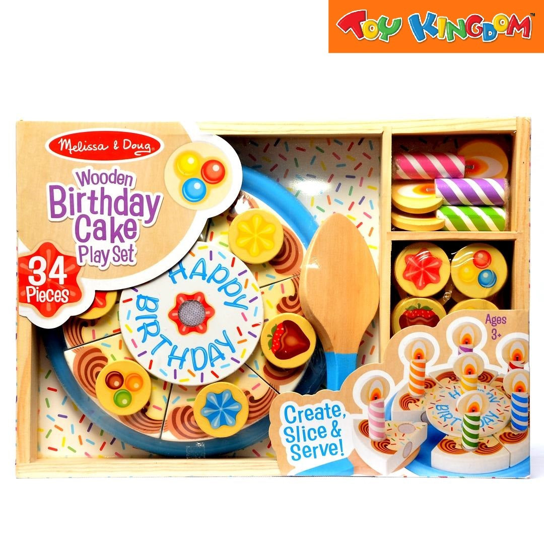 Melissa & Doug Wooden Birthday Cake Play Set Kitchen Playset for Kids ...