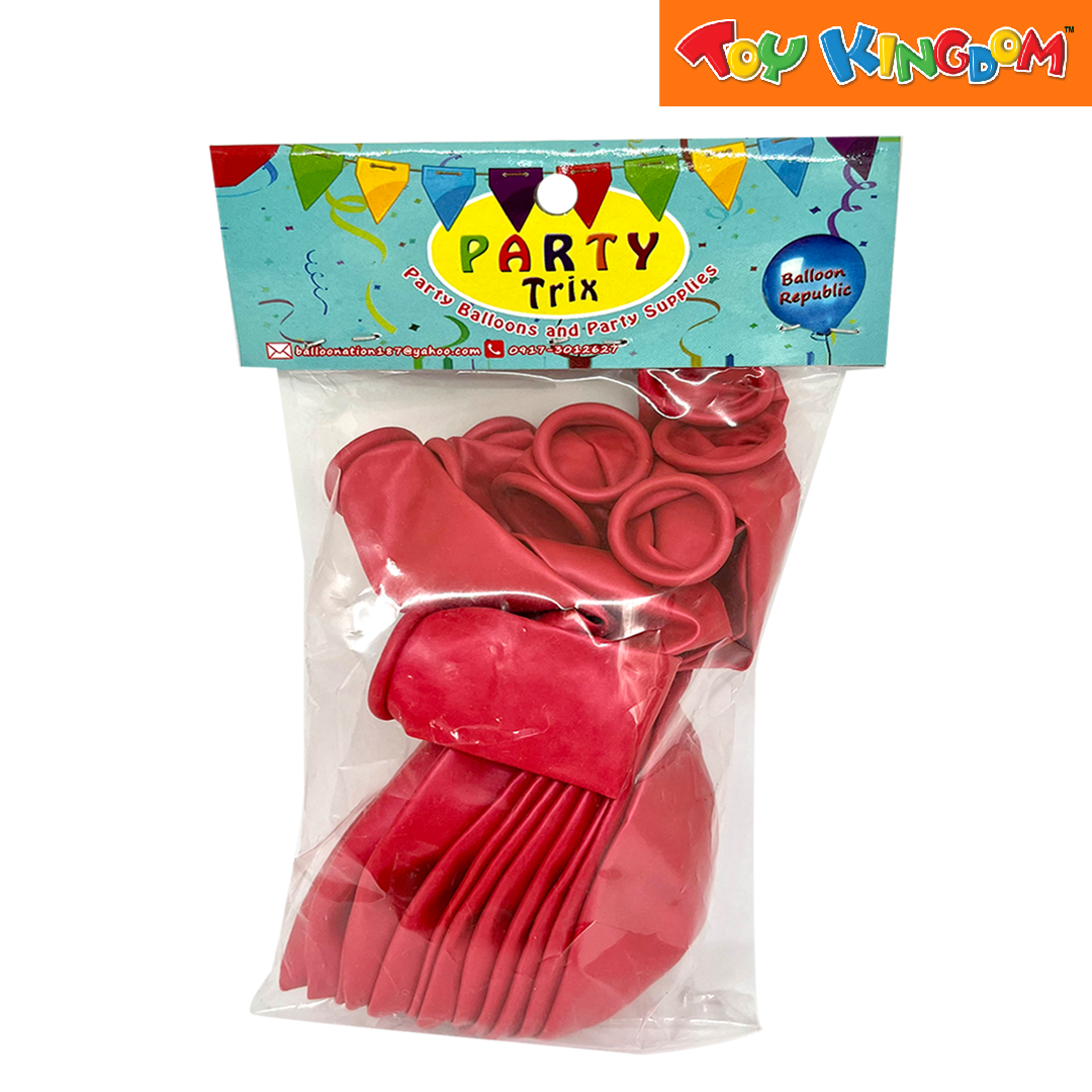 Red 12 pcs 11 inch Plain Metallic Latex Balloons | Toy Kingdom
