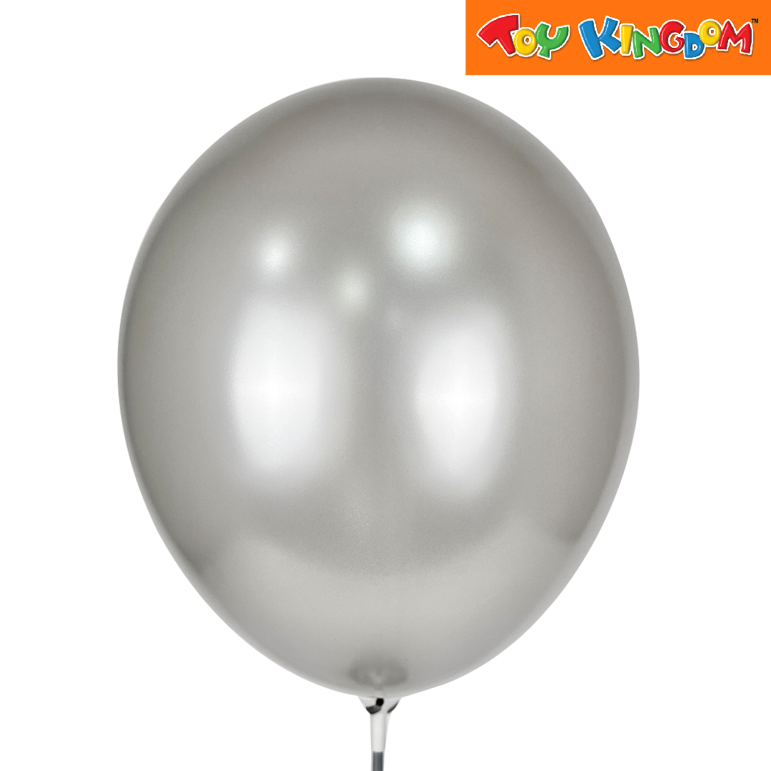 Silver 12 pcs 11 inch Plain Metallic Latex Balloons | Toy Kingdom