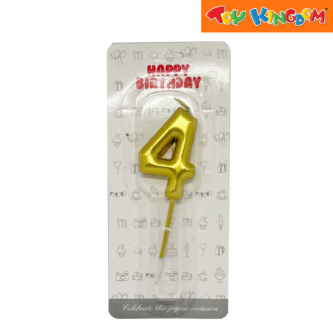 Gold No. 4 Cake Number Candle | Toy Kingdom