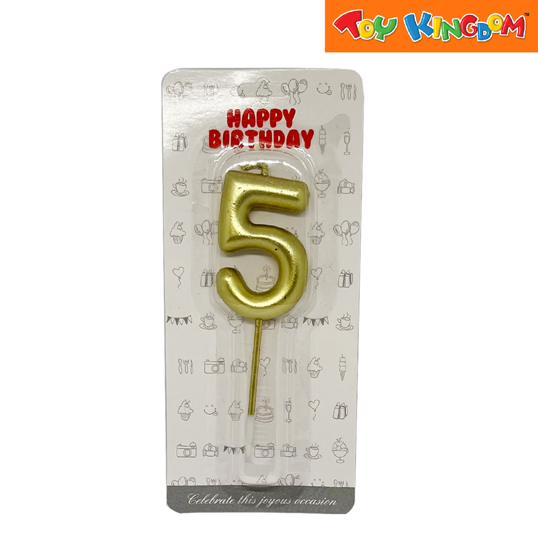 Gold No. 5 Cake Number Candle | Toy Kingdom