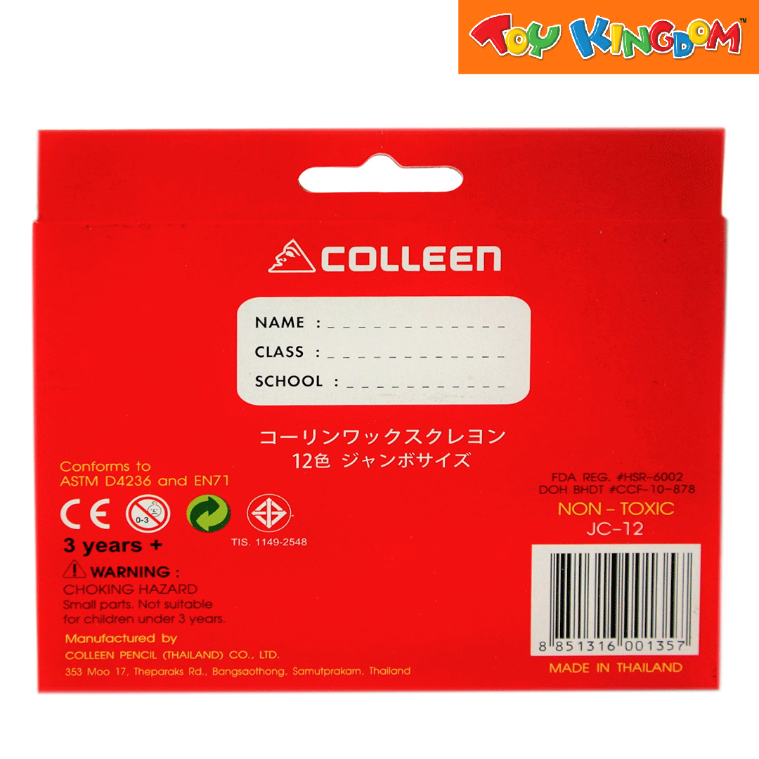Colleen 12 Colors Jumbo Crayon | Toy Kingdom