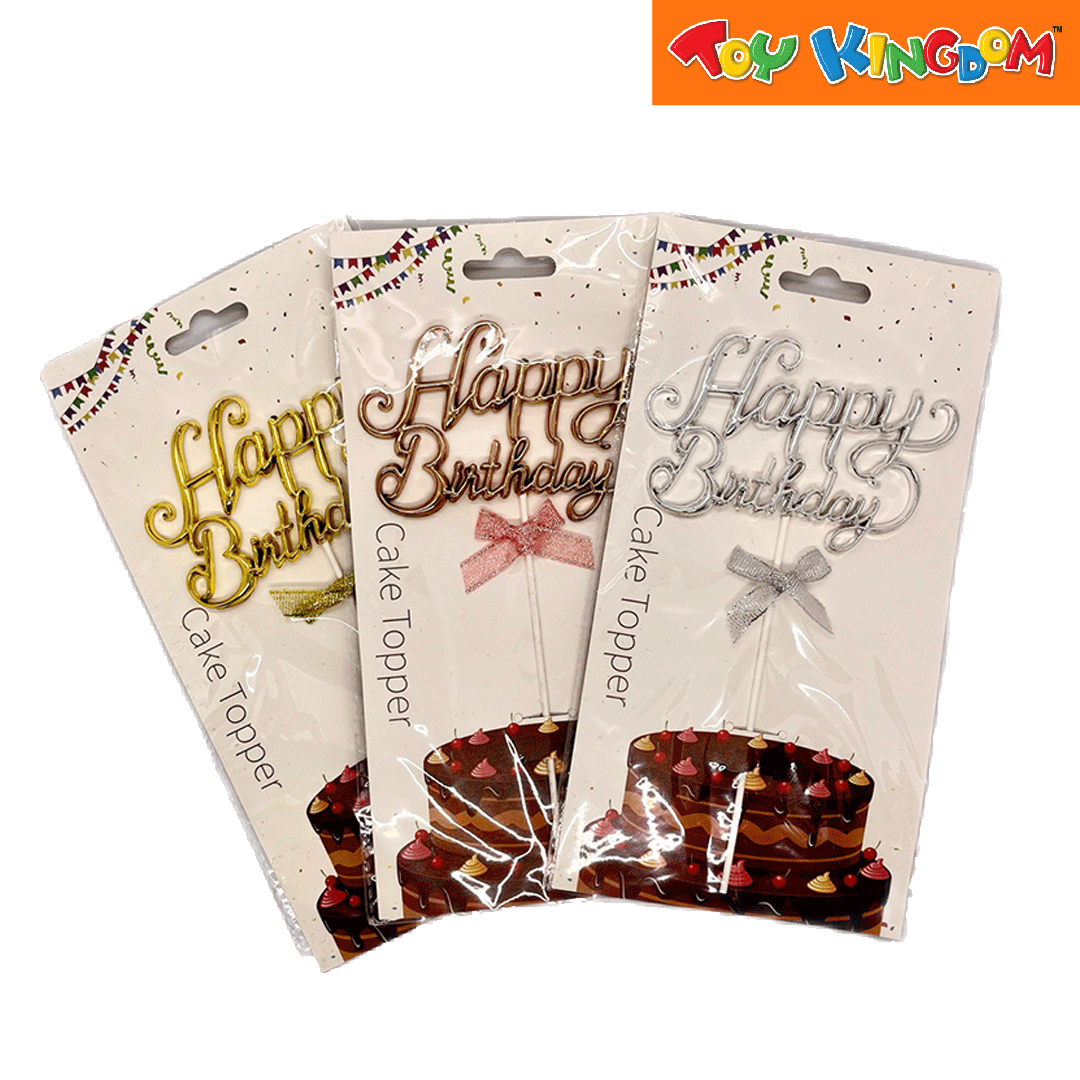 Happy Birthday Rosegold Cursive Cake Topper | Toy Kingdom
