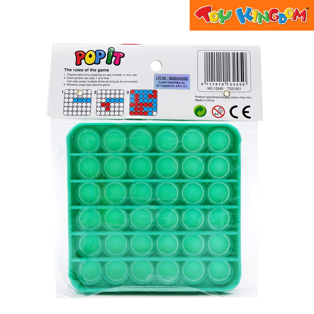 Push and Pop Game! Dark Green Square Fidget Toy | Toy Kingdom